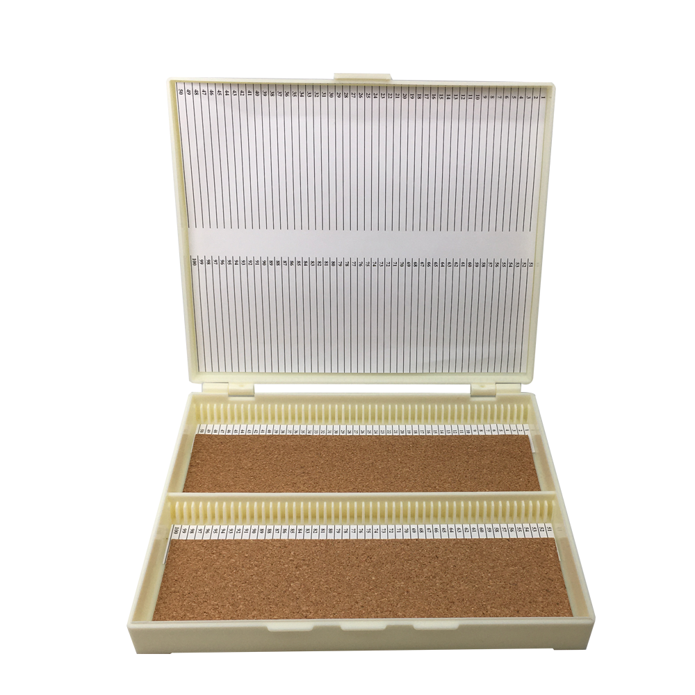 Microscope Slides Box 100 Places Slide Case Metal Buckle Plastic ...