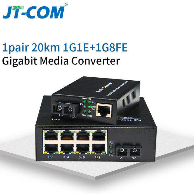 JT-COM Gigabit Ethernet Fiber Media Converter with a Built-in 1Gb ...