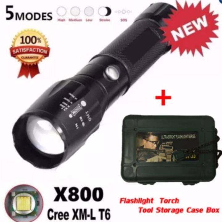 T6 LED Torchlight Flashlight CREE XML 5 Mode Torch Light Free Box ...