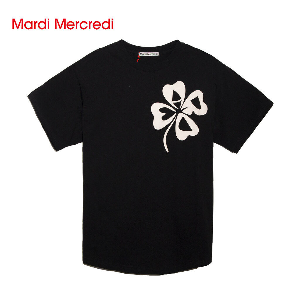 เสื้อยืดแขนสั้น Maroi Mercredi สีทองลายโคลเวอร์สีเงินเสื้อแขนสั้นพิมพ์ลายผ้าฝ้ายแท้ใหม่ Lazada