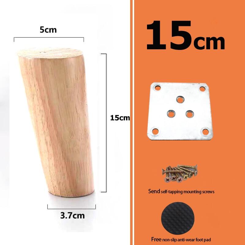4Pcs Height10-30cm Solid Wood Furniture Legs, Inclined Cone Sofa Bed ...