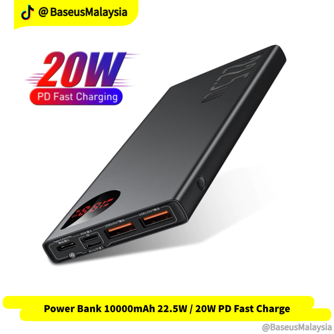 Baseus Malaysia Power Bank Adaman Metal Digital Display 10000mAh 22.5W PD Fast Charging Slim ...