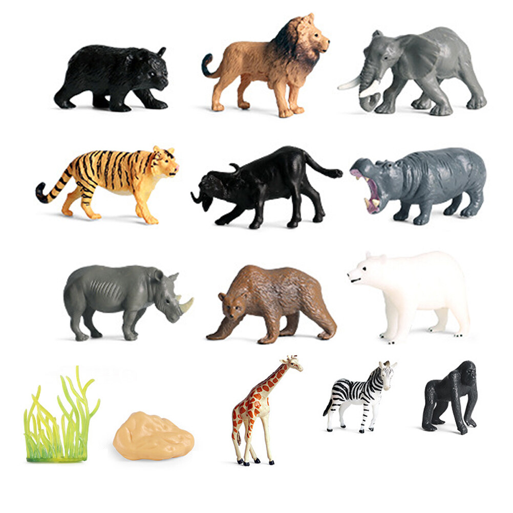 12Pcs Mini Animal Figures Toys Wild Animals Figurines African Animals ...