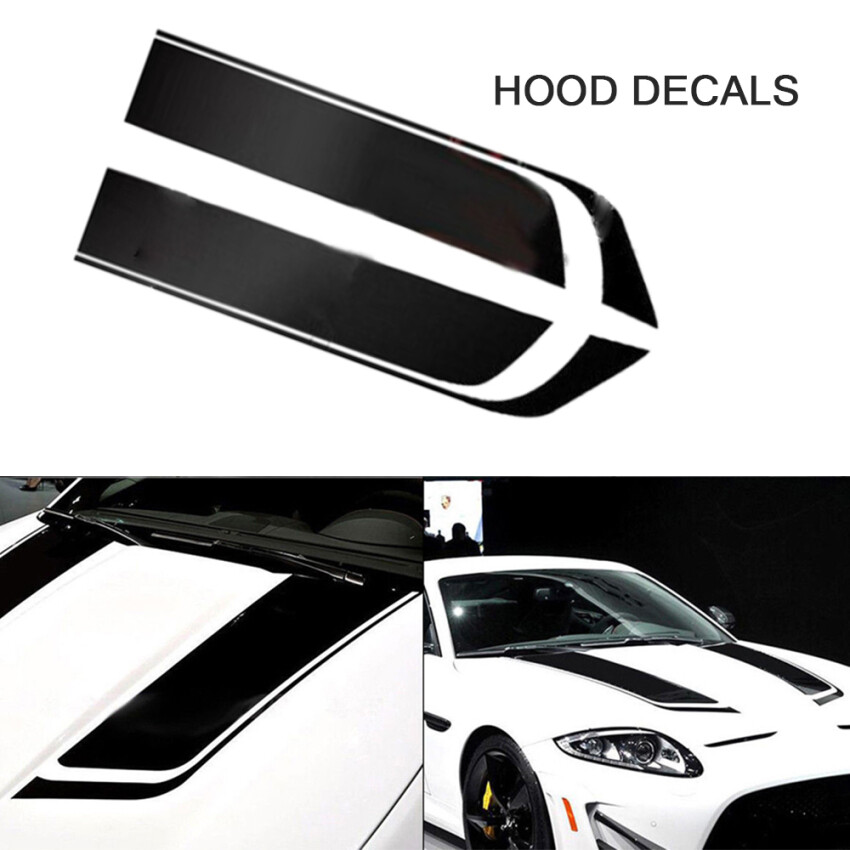 2Pcs Vinyl Car Hood Stickers Auto Hood Stripes Sticker DIY Bonnet Decor ...