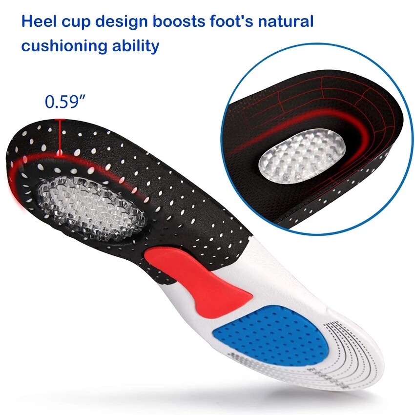 CCW 1Pair Men Gel Orthotic Sport Running Insoles Insert Shoe Pad Arch ...