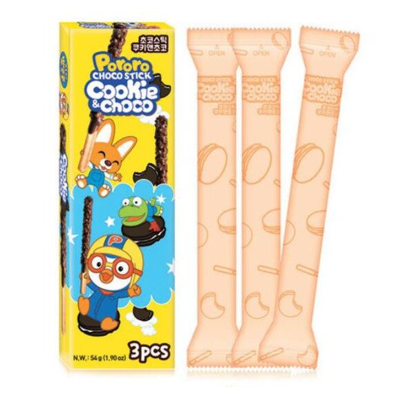 Pororo Choco Stick Shooting Star 54g, Pororo Choco Stick Cookie & Choco ...