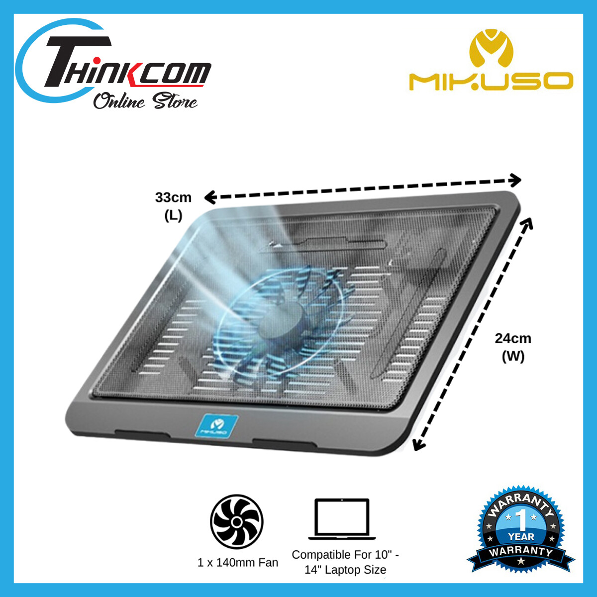 Mikuso NCP-063 Cooling Pad Cordie 1 Single Fan - Notebook/Laptop ...