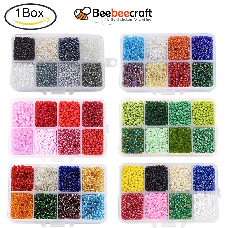 1 Box 8/0 Glass Seed Beads Round Loose Spacer Beads Mixed Color 3mm ...