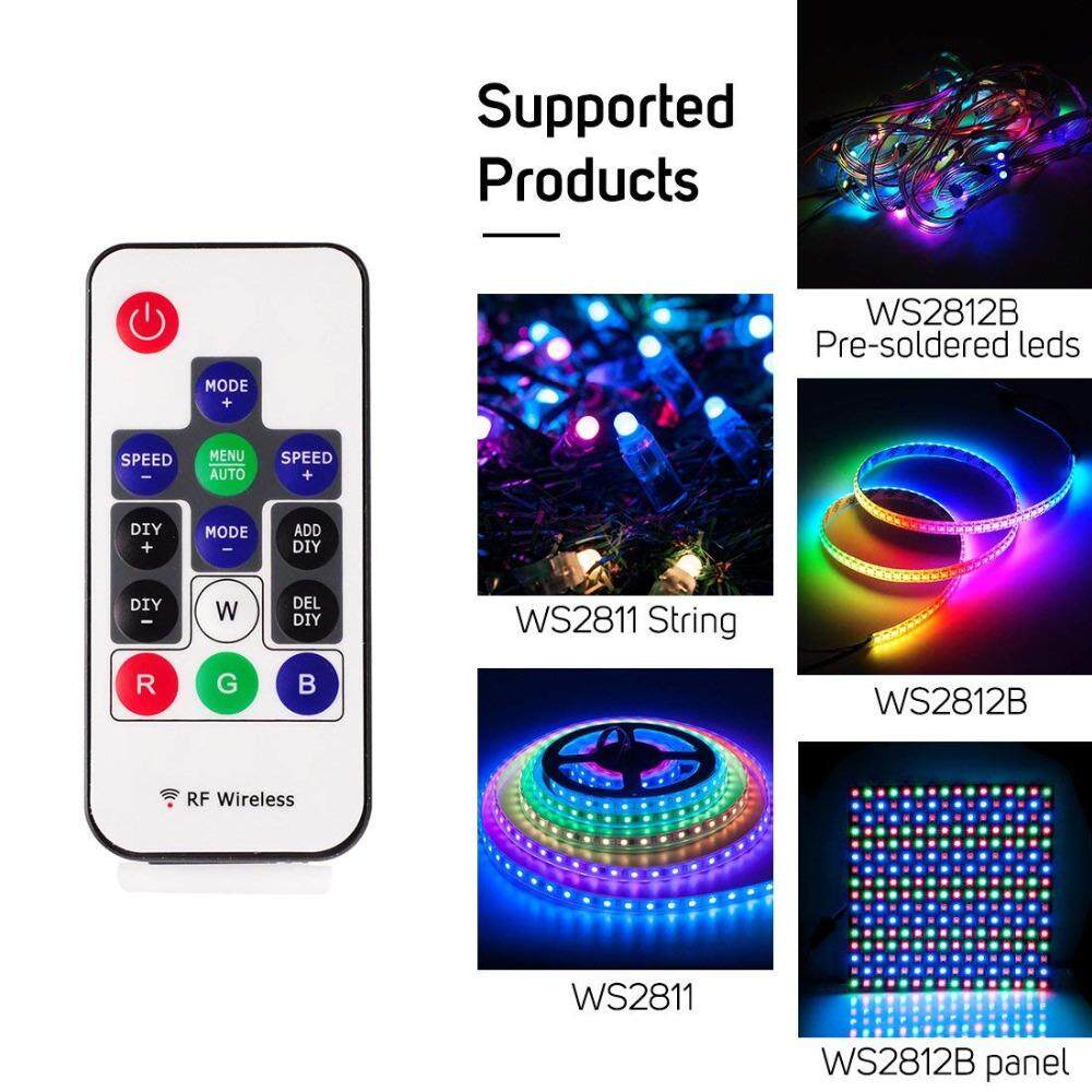 WS2811 and WS2812B DC5-12V 14keys 17keys Wireless RF Led RGB Controller ...