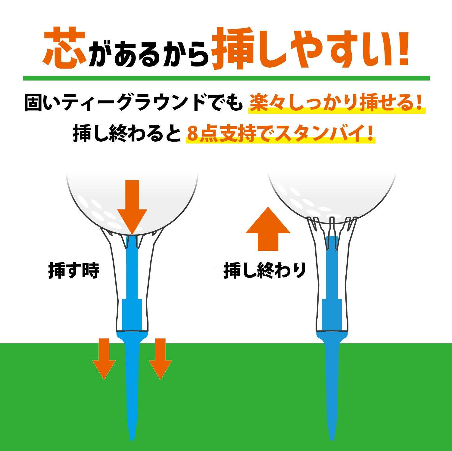 Tabata Golf TEE-เวทีพลาสติกชา 41.5mm ก้าวยกชานุ่มยาว 5 ชิ้นมุกส้ม gv0448 ป. - WANT JP - ThaiPick