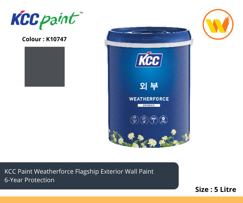 5Litre KCC Weatherforce Grey K10747 Exterior Wall Paint 5L (Cat Dinding ...