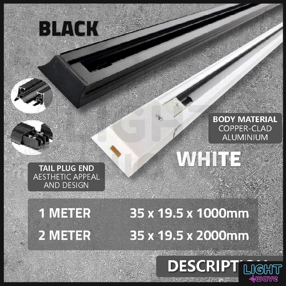1 METER/2 METER BLACK/WHITE TRACK RAIL/TRACK BAR/TRACK JOINT FOR LED ...