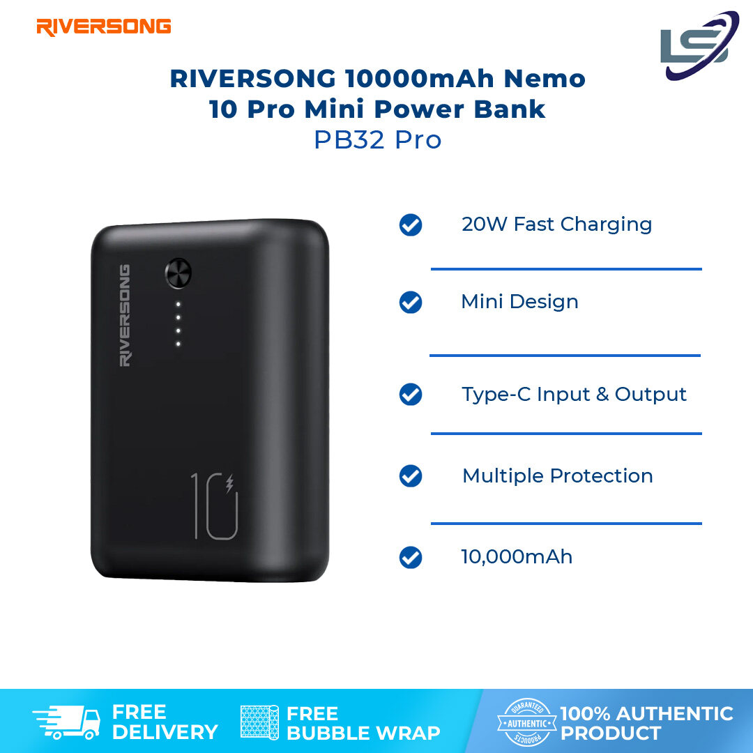 RIVERSONG 10000mAh Nemo 10 Pro Mini Power Bank PB32 Pro | 20W Fast ...