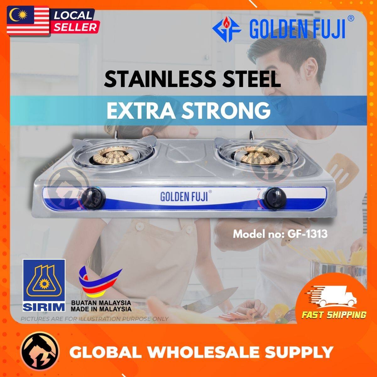 [SIRIM] GOLDEN FUJI GF1313 STAINLESS STEEL Pineapple Double Gas Stove ...
