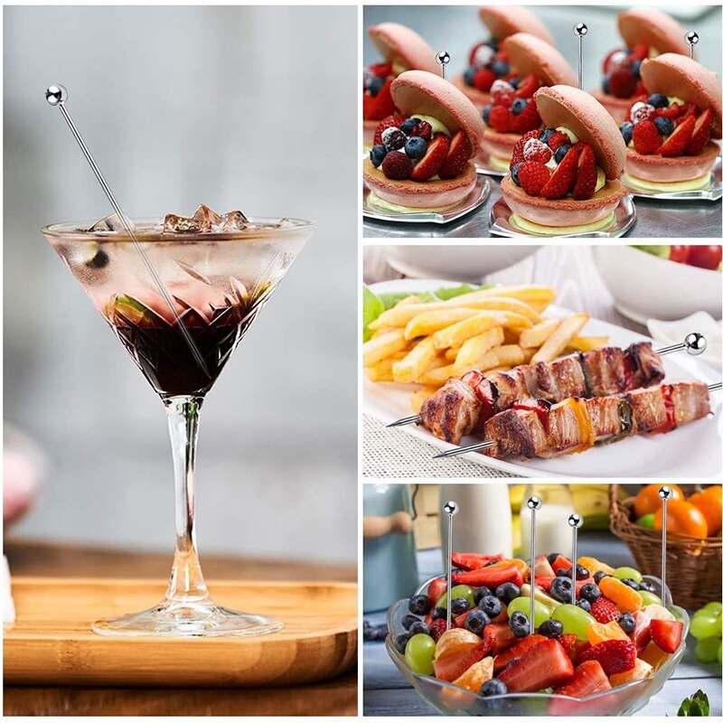 15Pcs Cocktail Picks, 4 Inch Reusable Stainless Steel Martini Picks ...