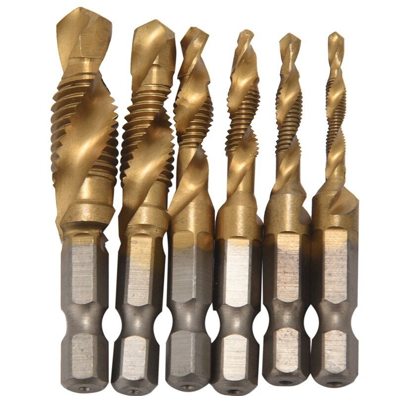 Drill Tap Bit, 6 Pack Combination Drill Tap Bit Set Screw Tapping SAE 6 ...