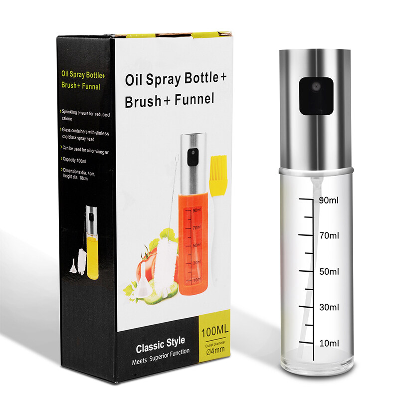 Konco Glass oil Dispenser Oil Storage Bottle scale wash brush oil Brush ...