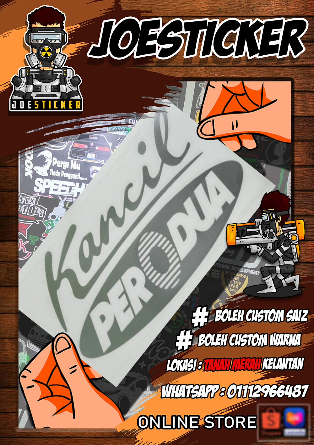 STICKER BONET KANCIL LOMPAT SAIZ 5.5X2.8 INCI | Lazada