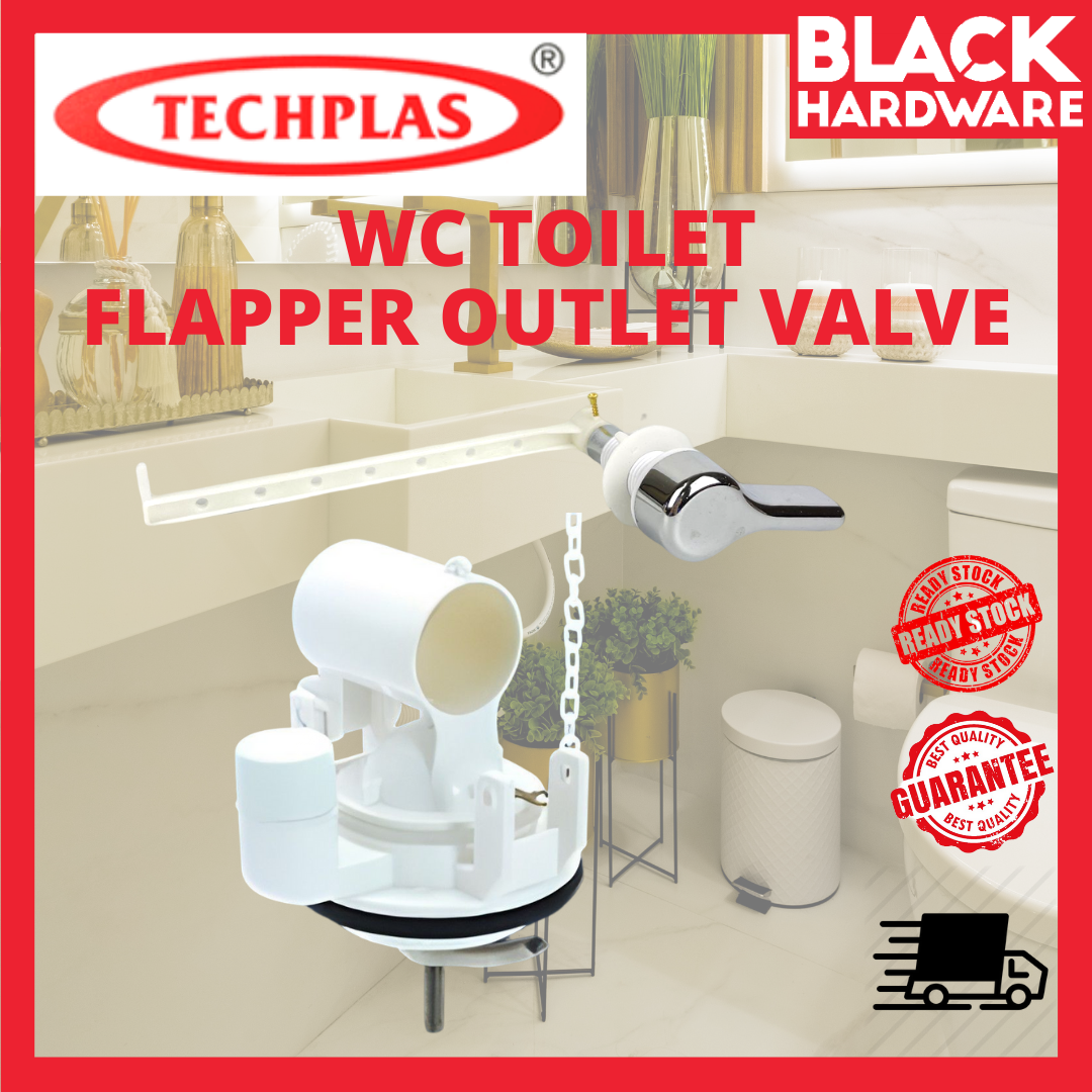 Black Hardware TECHPLAS WC Toilet Tools Flapper Outlet Flush Set Valve ...