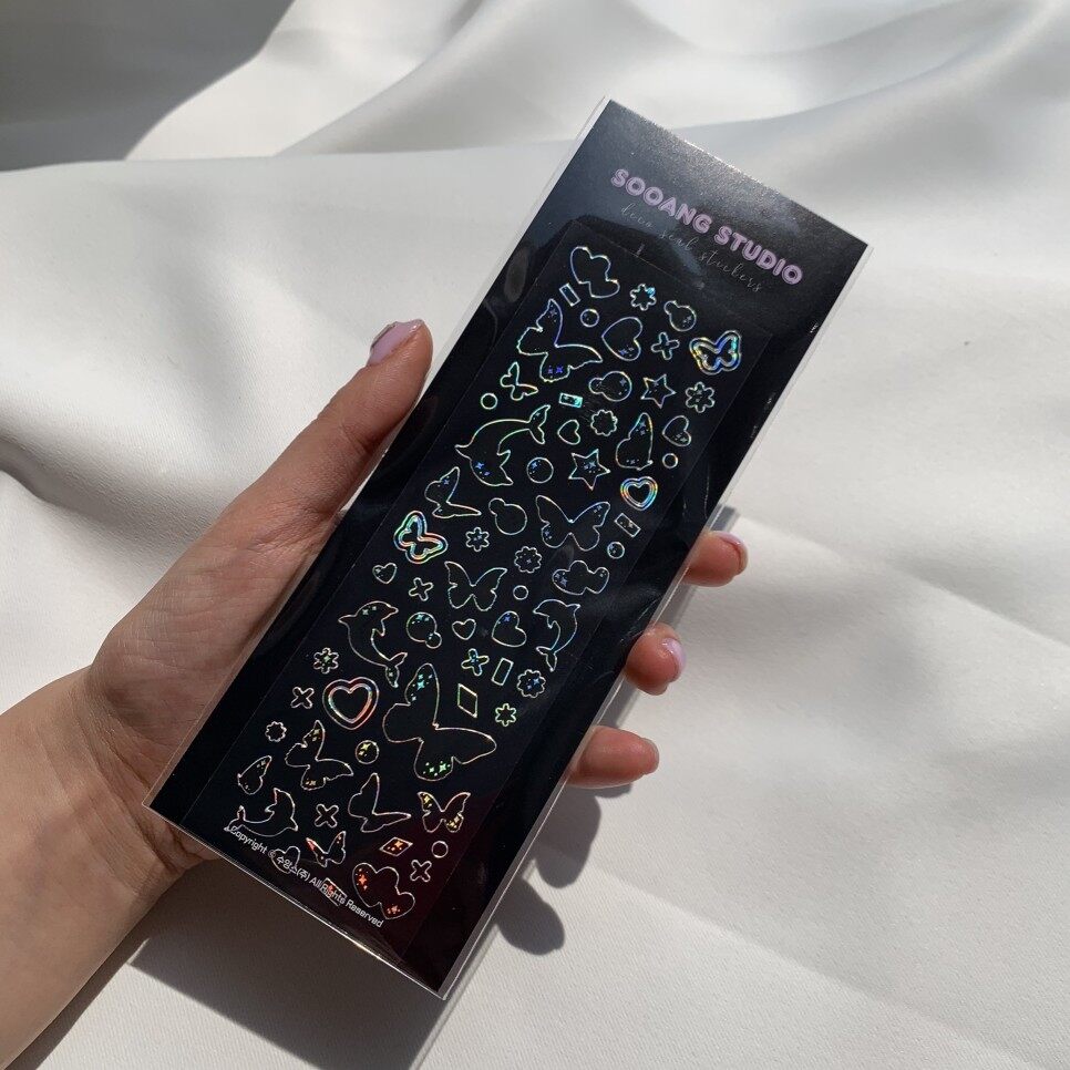 [SOOANG STUDIO] Object holo/Korean CUTE holographic Stickers/Toploader ...