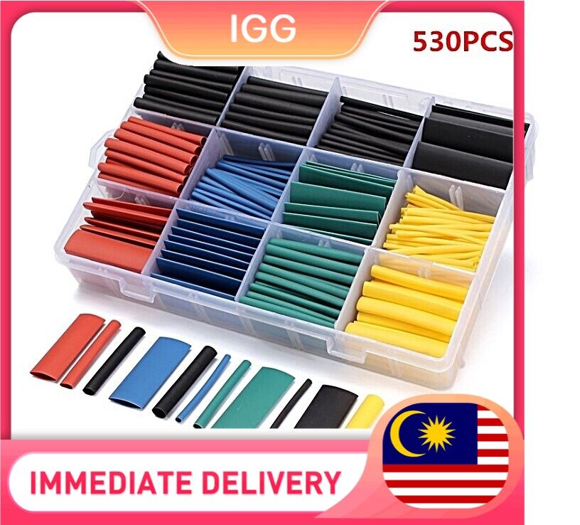 IGG- 530pcs Heat Shrink Insulation Shrinkable Tubing Tube Wrap Sleeve 2 ...