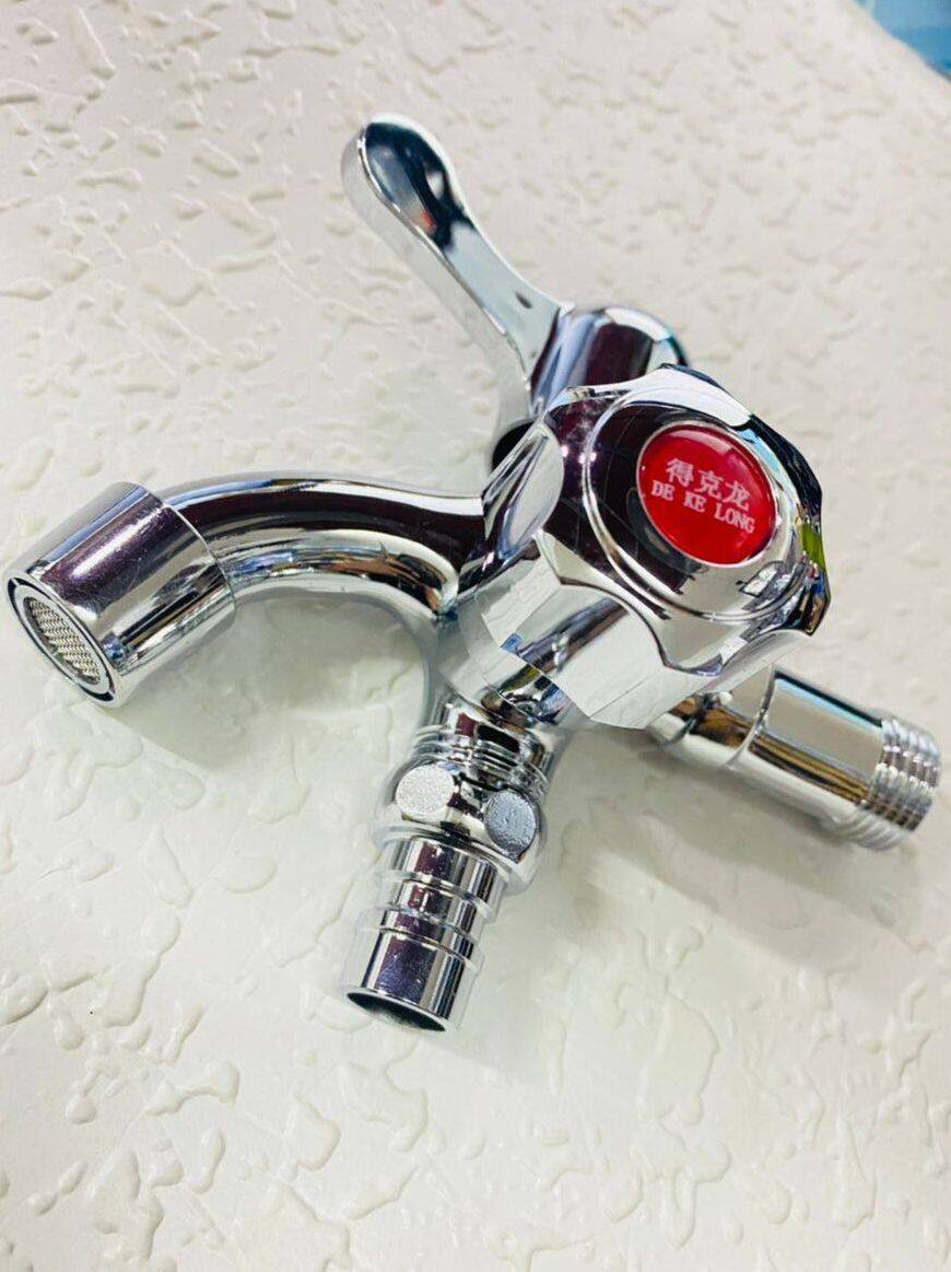 FAUCET TAP 2 WAY 】 SUS304 DOUBLE HEAD STAINLESS STEEL WALL WATER TAP 1 ...