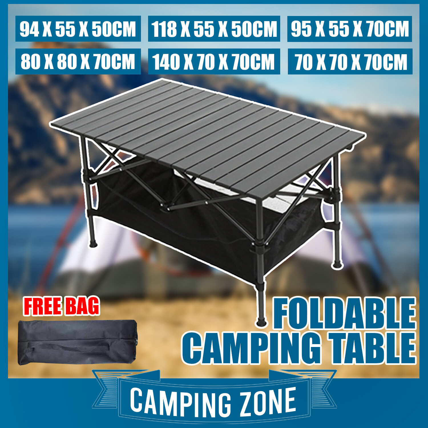 Outdoor Folding Camping Table With Net Portable Aluminum Table Foldable ...