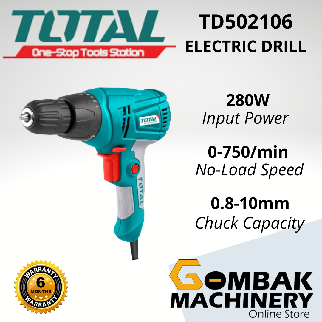 TOTAL TD502106 3/8" 280W 20-Level Torque Set Electric Drill -6 Months Warranty | Lazada