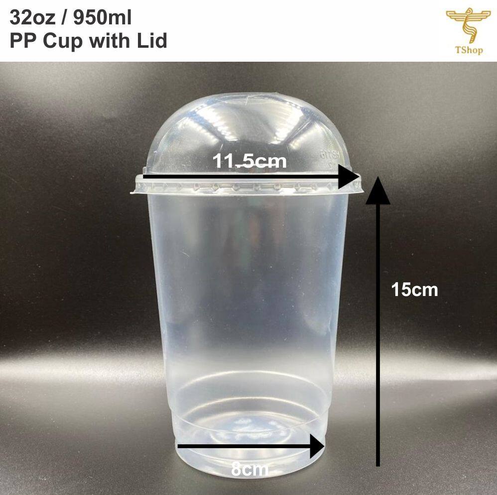 [50sets± ] 32oz PP Clear Cup with " Dome Lid " 950ml Disposable Plastic ...