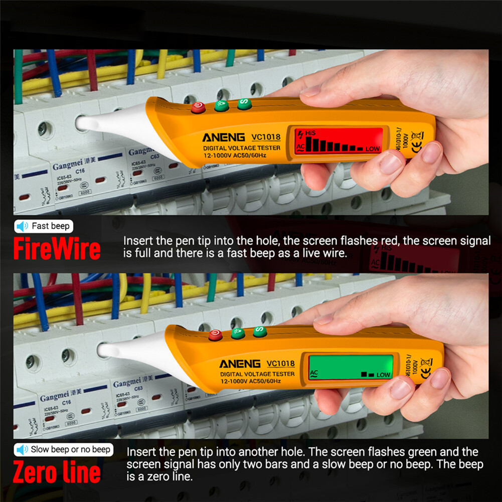 【ANENG】ANENG VC1018เครื่องตรวจจับกระแสไฟฟ้าปากกาอัจฉริยะ1000V เครื่อง ...