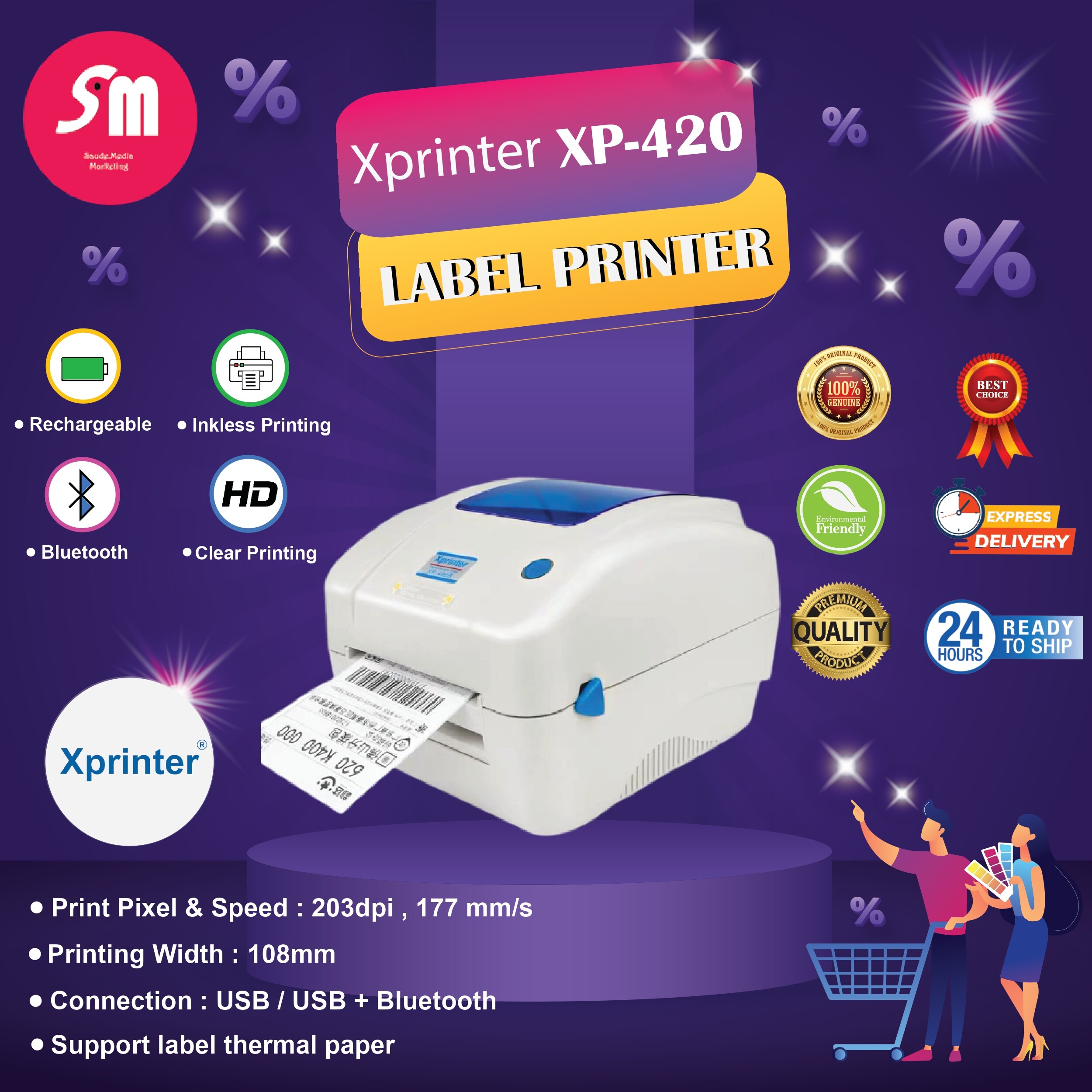 XPRINTER XP-490B THERMAL 4 INCHES LABEL PRINTER for Shipping Labels and Courier Waybill | Lazada