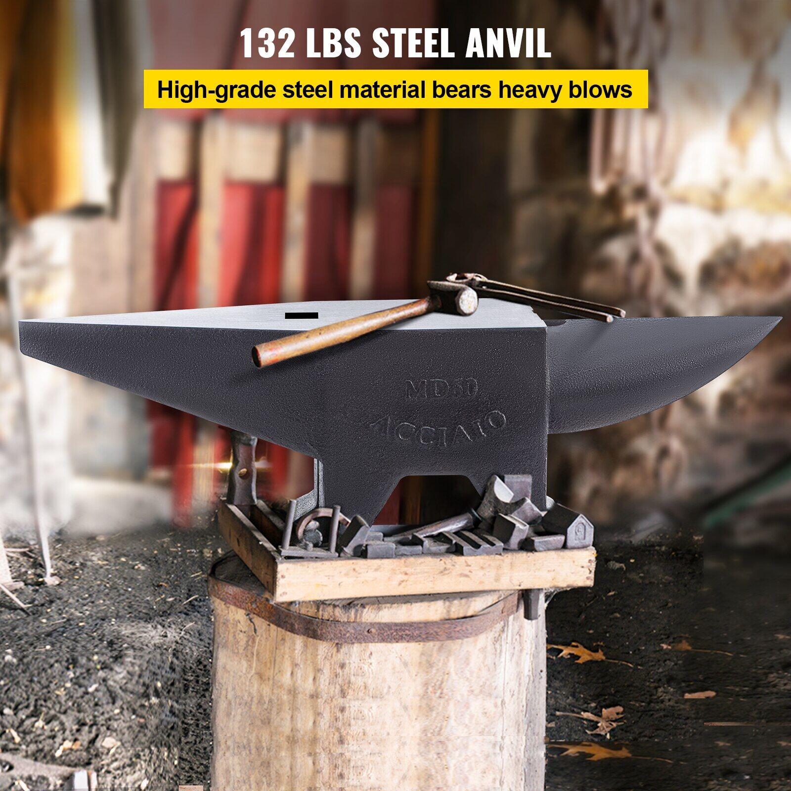 VEVOR 10-60Kg Steel Single Round Horn Anvil Steel Block Blacksmith ...