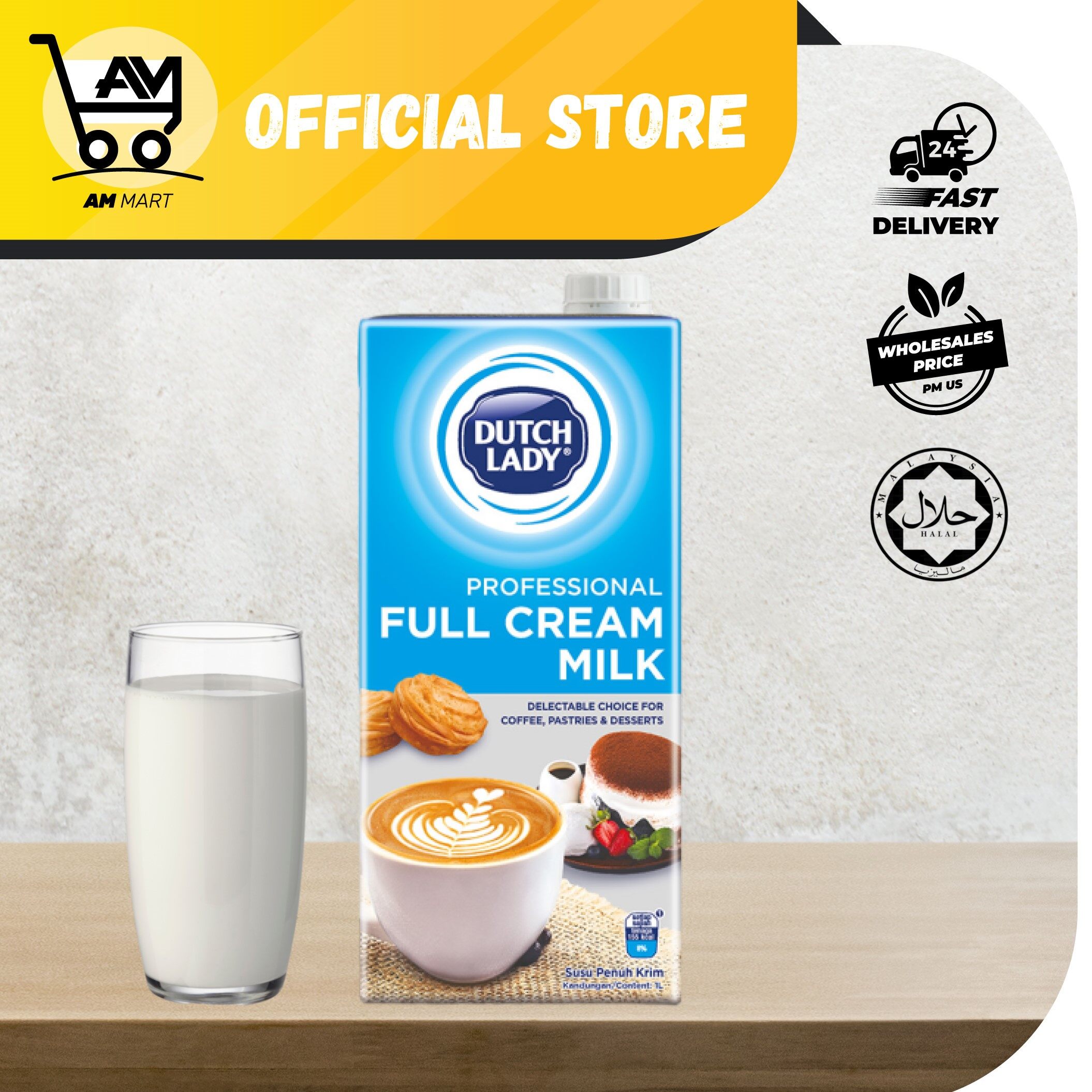 🌙RAYA SALE Dutch Lady Uht Milk Full Cream #1L (HALAL) | Lazada