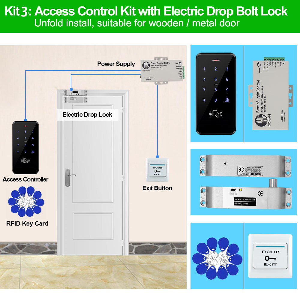 Door Access Control System Kit IP68 Waterproof Outdoor RFID Access ...