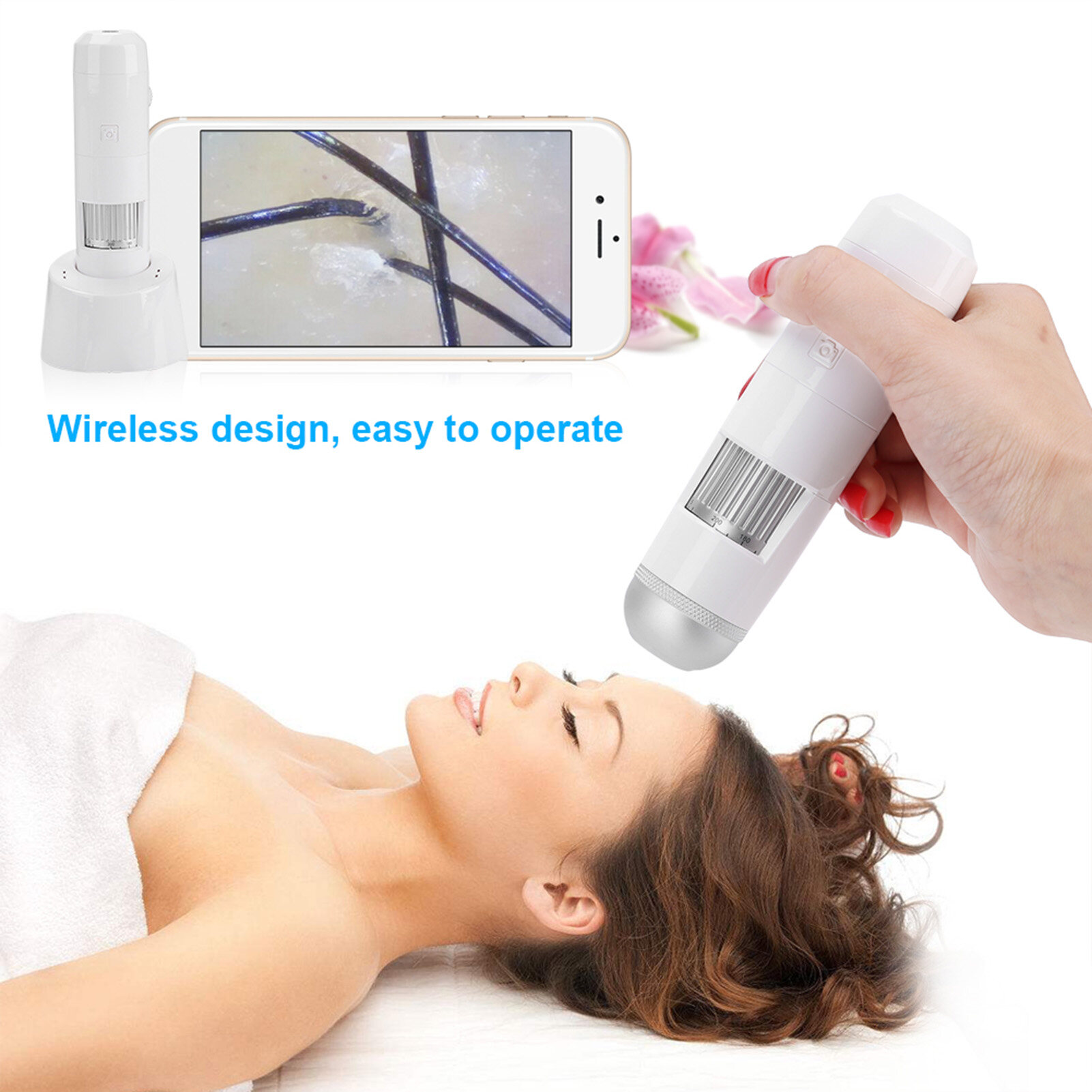 TOOLUP Wireless Wifi Skin Hair Scalp Detector Digital Microscope Skin ...