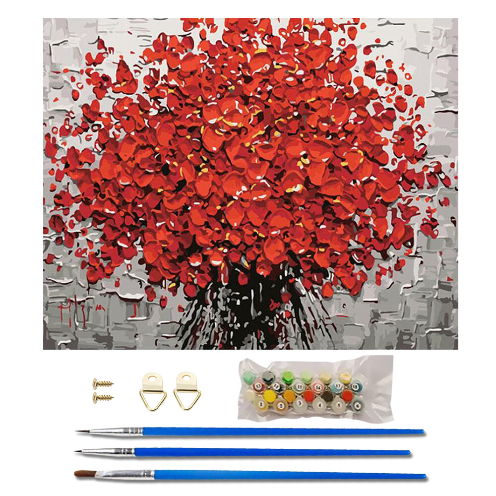 Flower Oil Painting Paint By Numbers Acrylic Drawing On Canvas DIY Home ...