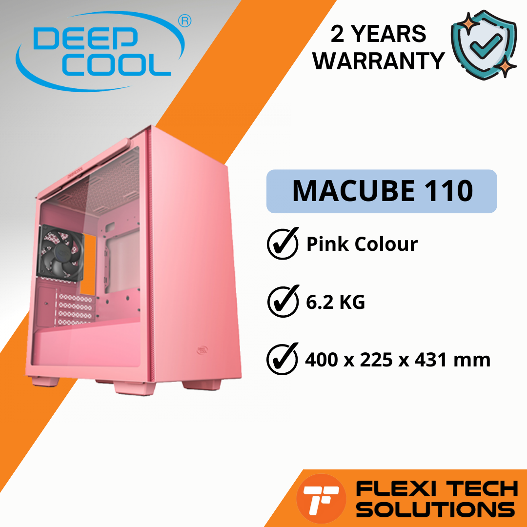 Flexi Tech DEEPCOOL MACUBE 110 Green / Pink GRBL PC Desktop Casing MATX ...