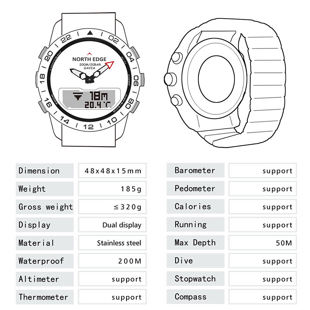 Men Sports Digital Analog Watch Diving Watch Steel Business Wrist Watch ...