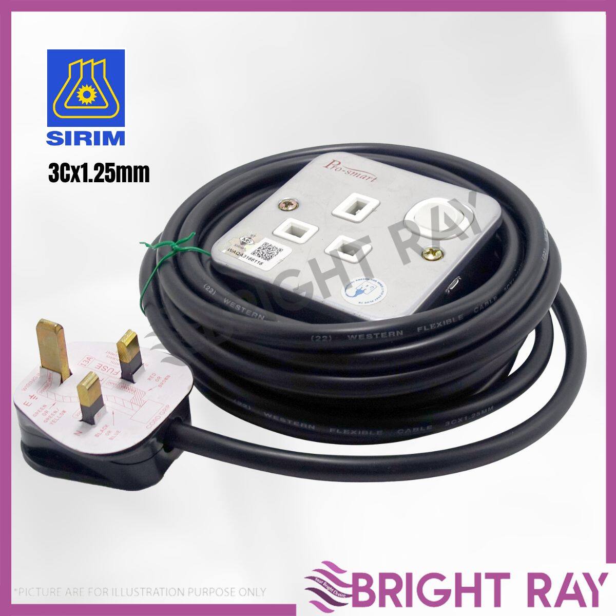 3M/ 5M / 10M Metal Clad Heavy Duty Portable Socket Extension Trailing ...