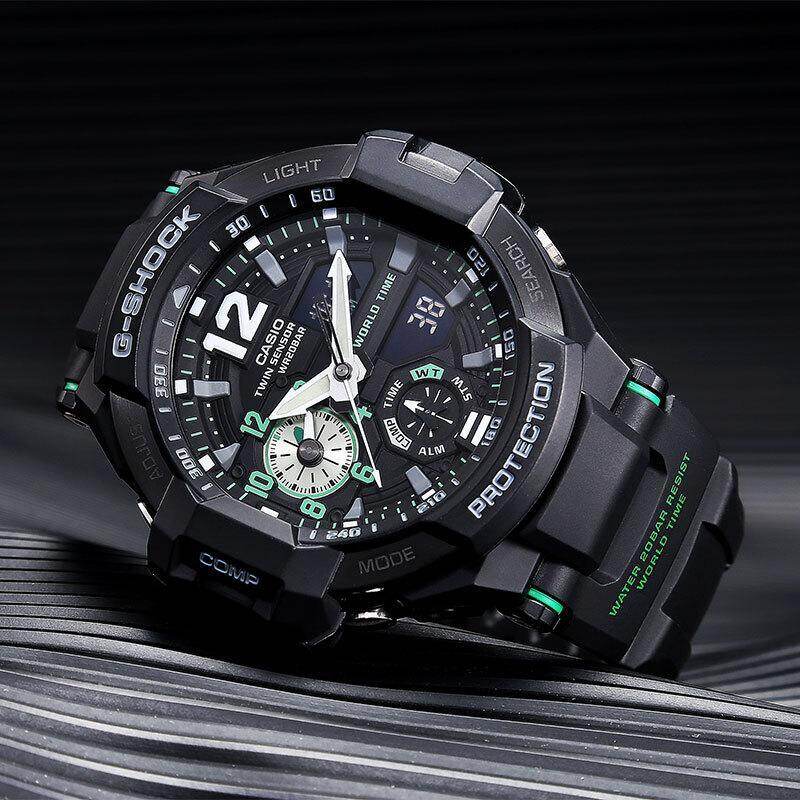 Casio G Shock GA-1100-1A3 ผู้ชายนาฬิกากีฬา Duo W/เวลา 200M กันน้ำกัน ...