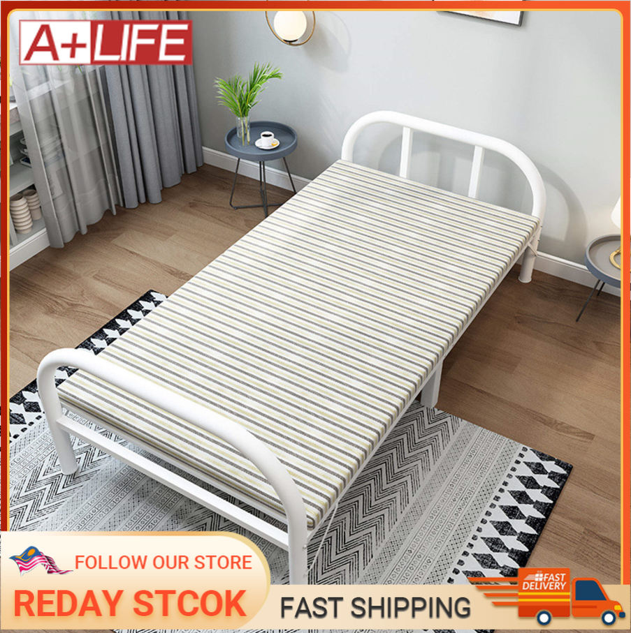 Foldable Bed Frame with Pad Katil Lipat Save Space for Bedroom Bedroom ...