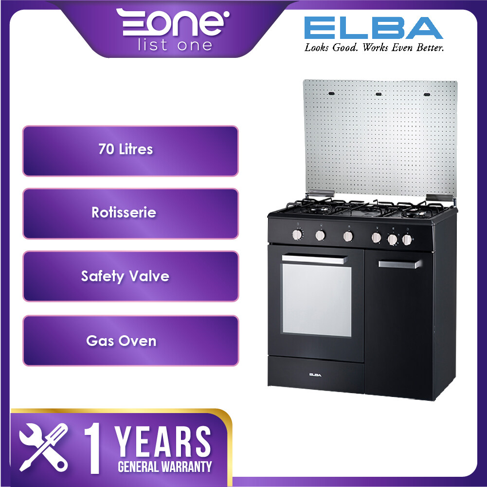 Elba 3 Sabaf Burners Gas Cooker with 70L Gas Oven EGC-C9703G(BK ...
