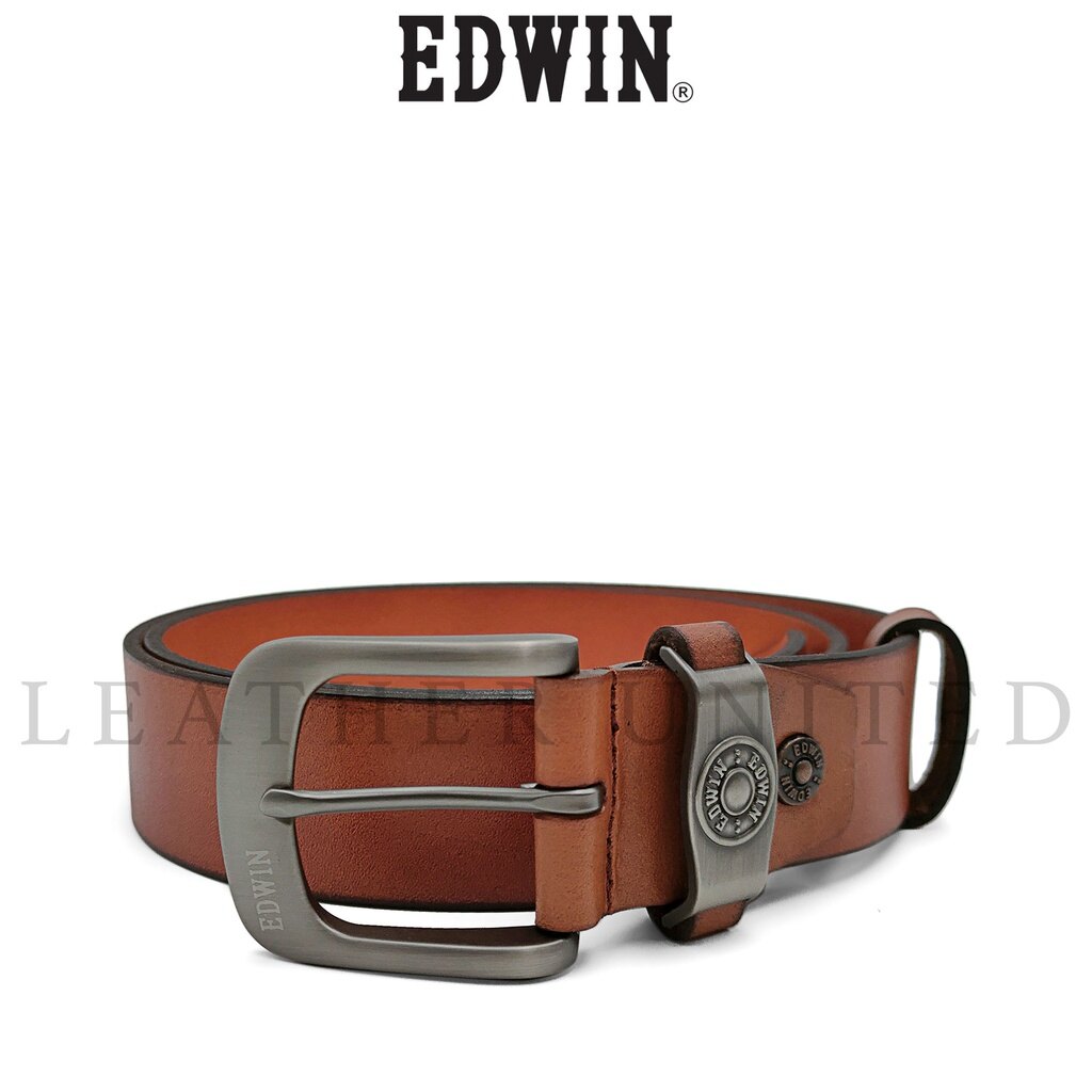 Edwin Genuine Top Grain Leather 40MM Iconic Logo Pin Buckle Belt # ...