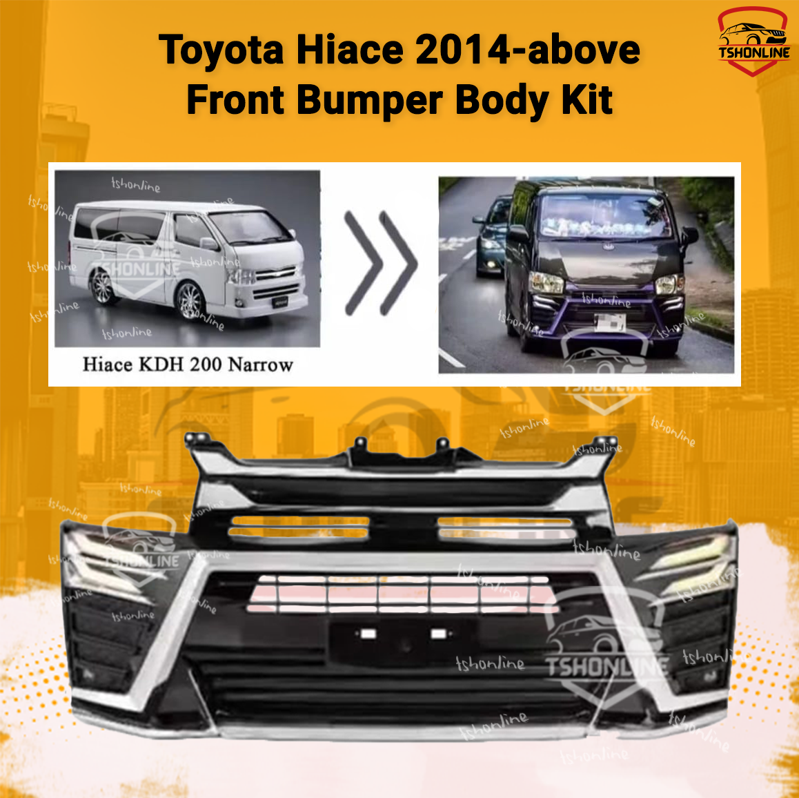 Toyota Hiace 2014-above Front Bumper Bodykit Vellfire Design Hiace Van ...