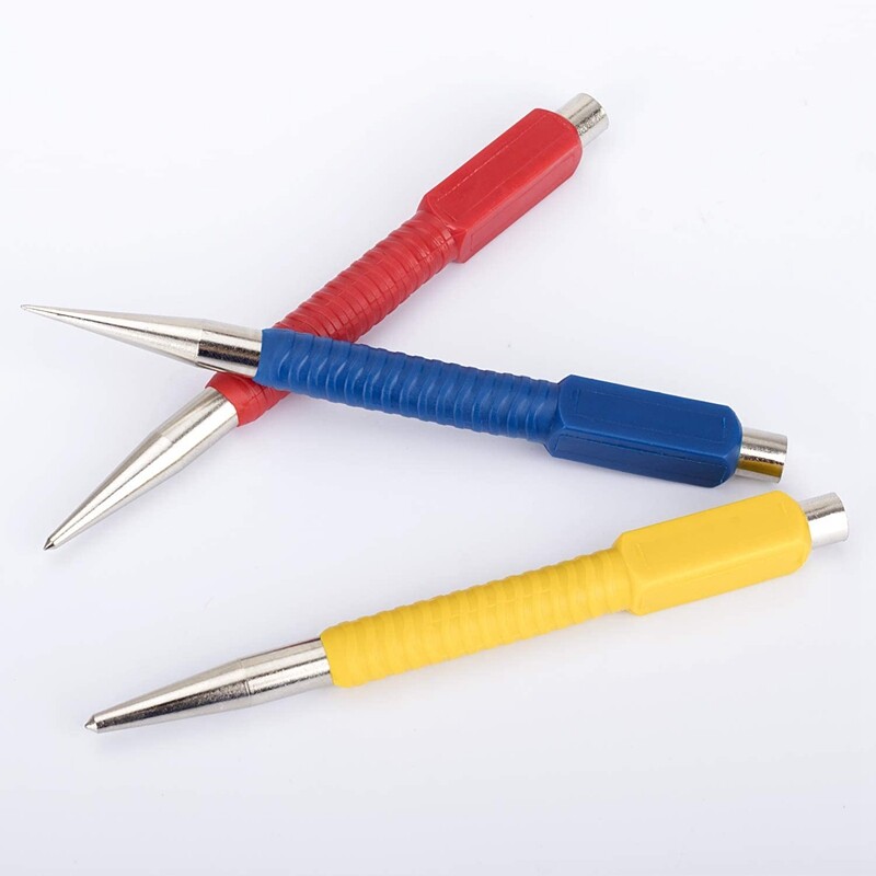 3 Pack 1/32, 1/16, 3/16 Nail Setter Center Punch Set with Stripe Grip ...