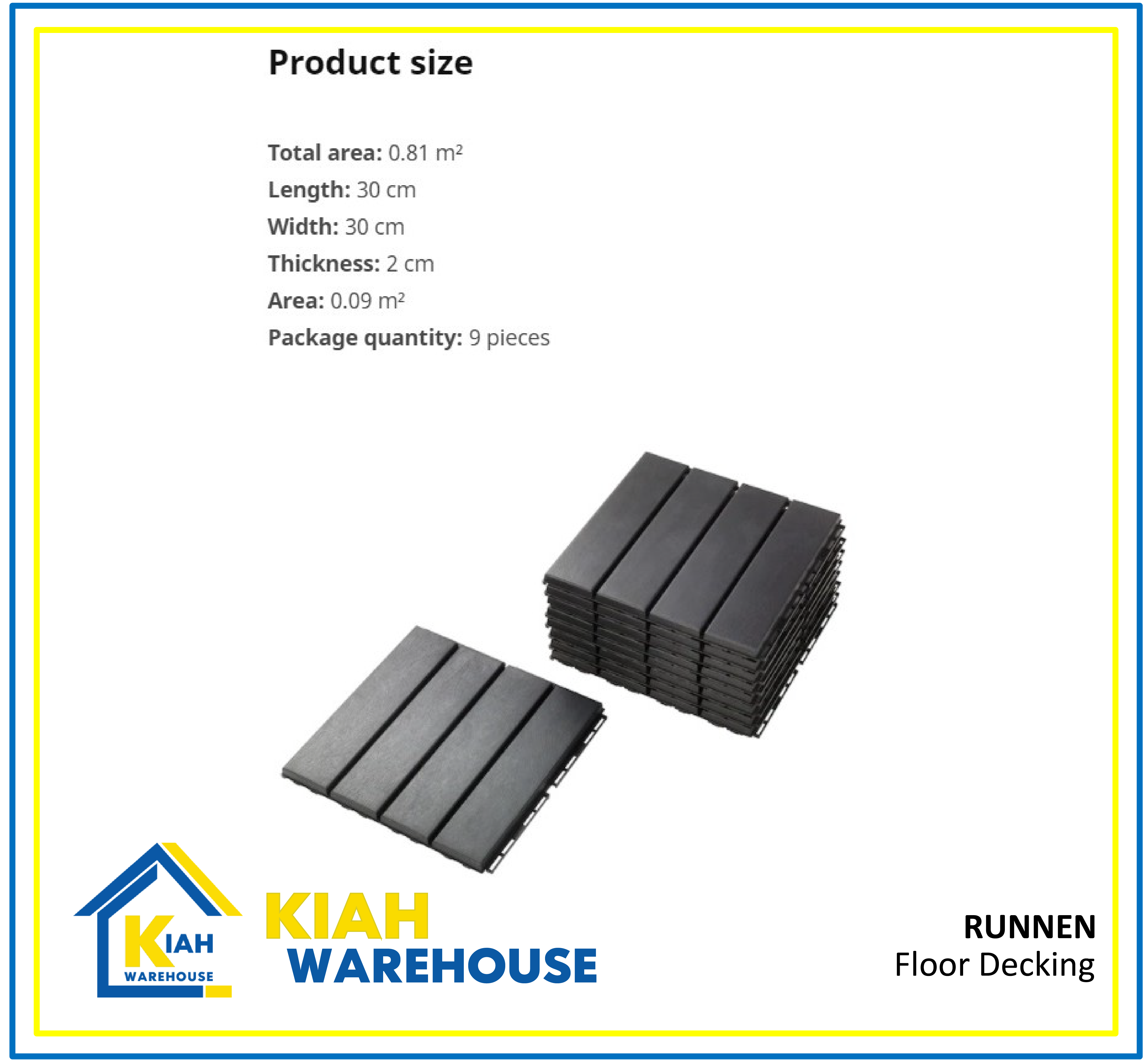 RUNNEN Floor decking, outdoor, 0.81 m² Gardening Floor Tiles Outdoor ...