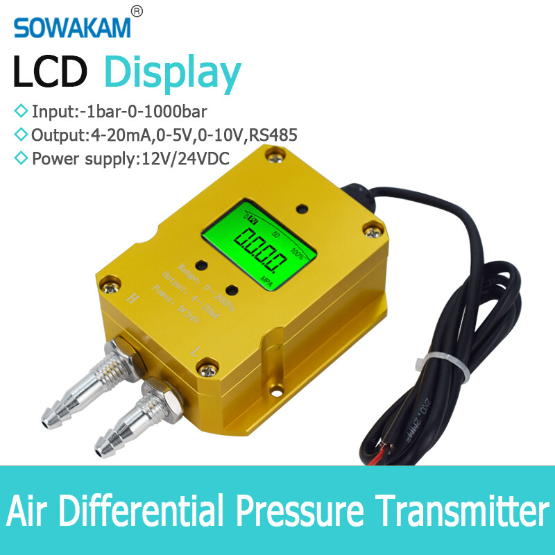 LED LCD Air Differential Pressure Transmitter 4-20mA RS485 Output Fan ...