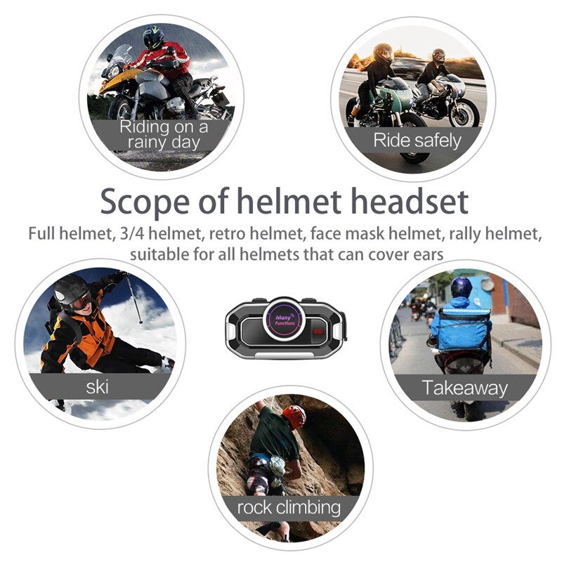 Bluetooth 5.0 Motorcycle Helmet Intercom Earphone Headphone FM Radio ...
