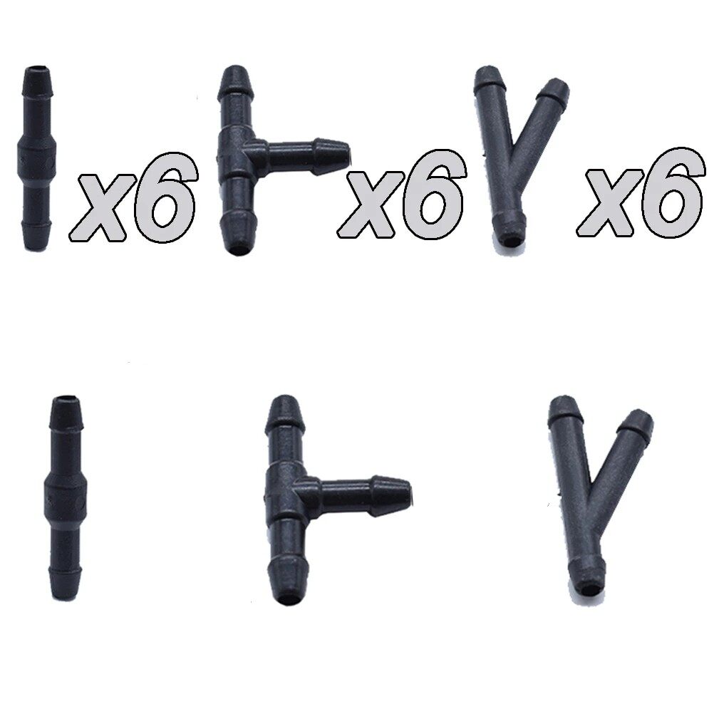 18PCS Windscreen Washer Joiner Pipe Connector T Piece Straight 3 Way Y ...