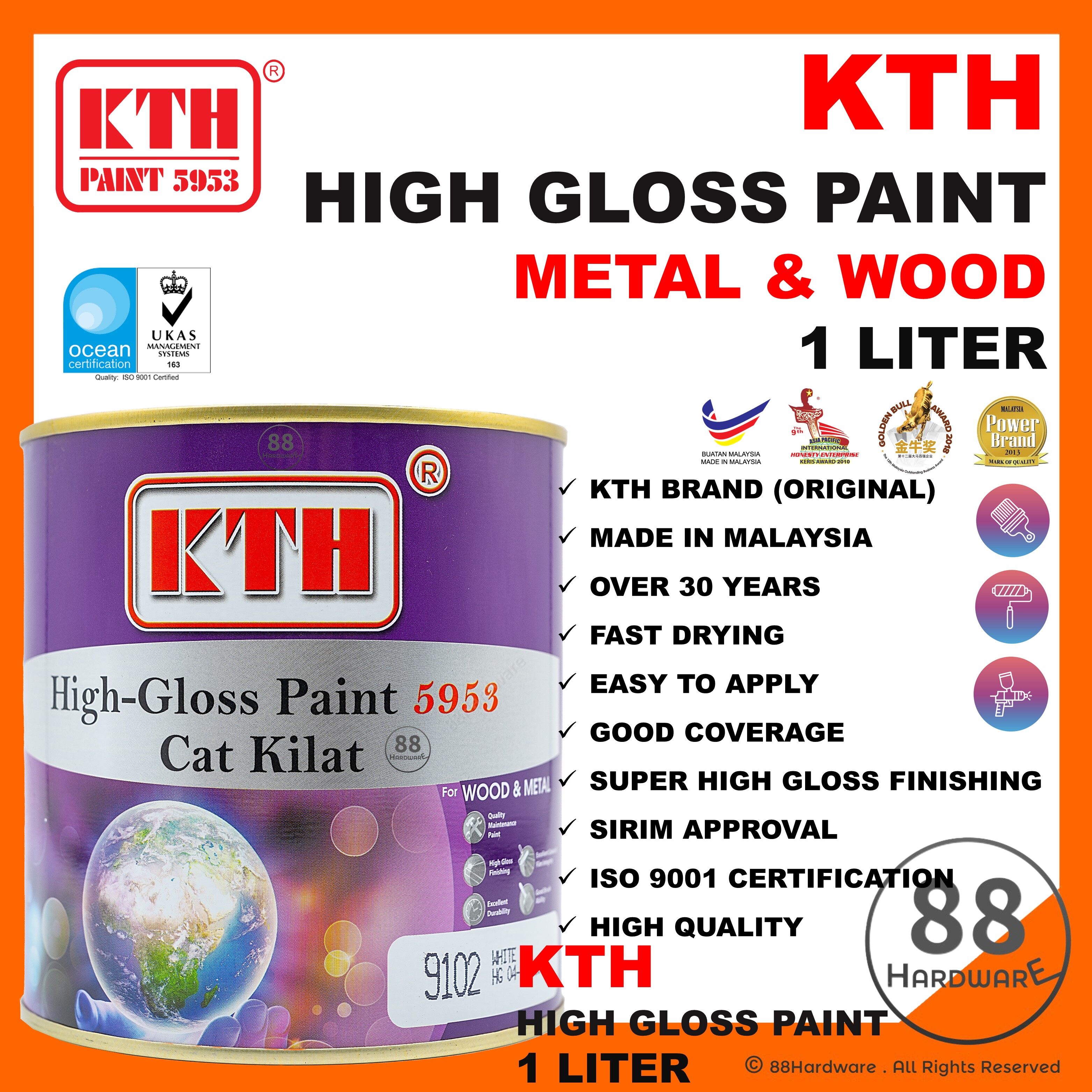 【FAST DRY】1L 5L KTH 5953 K-996 cat kayu kilat / cat anti karat besi ...